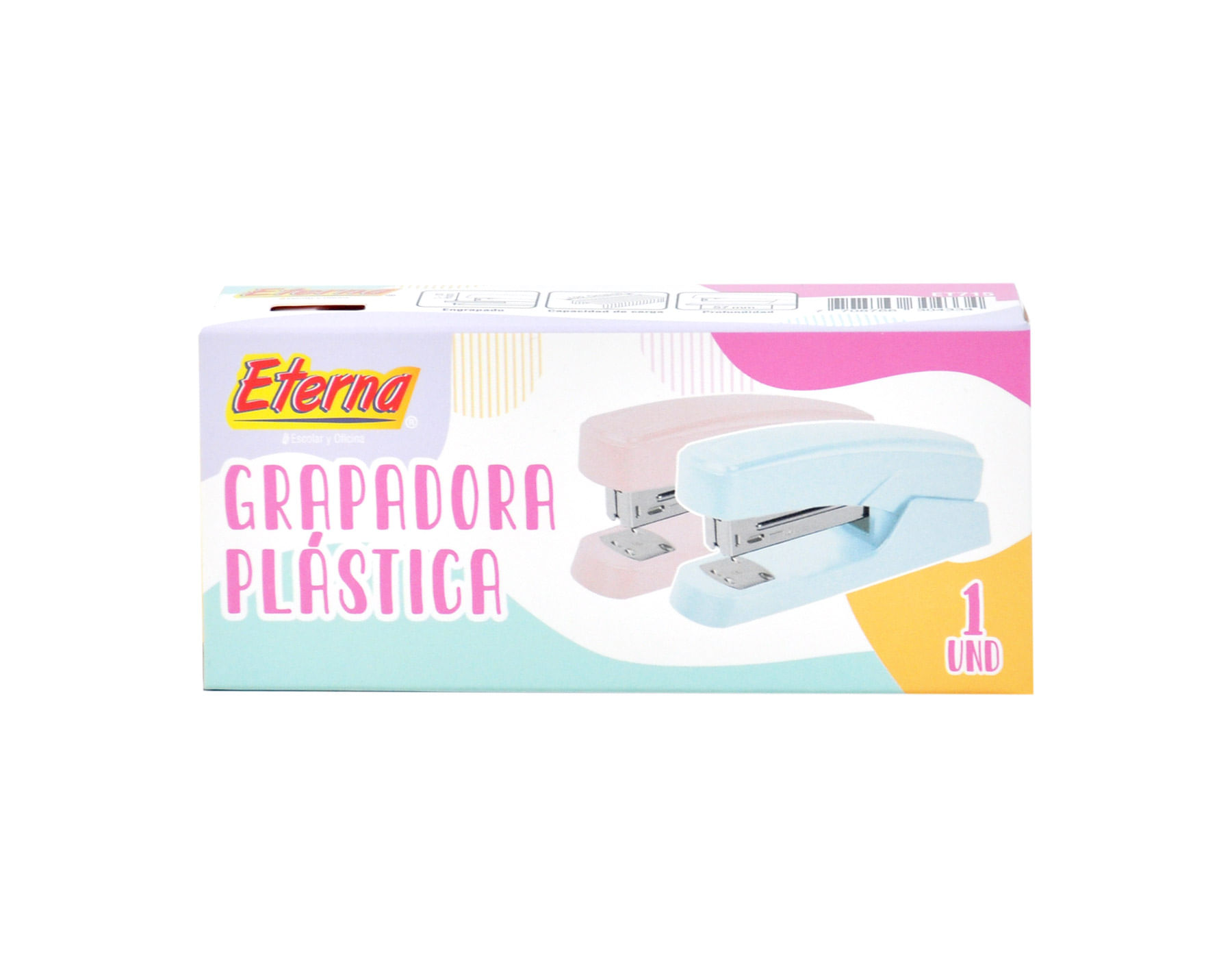Grapadora Plastica Media Tira Pastel 20 hojas Eterna ET715